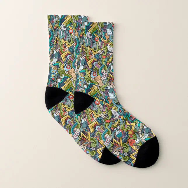Abstract Art Medical Icon Pattern Socks | Zazzle