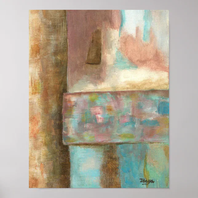 Abstract Art Pastel Painting Fantasy Castle Window Poster | Zazzle