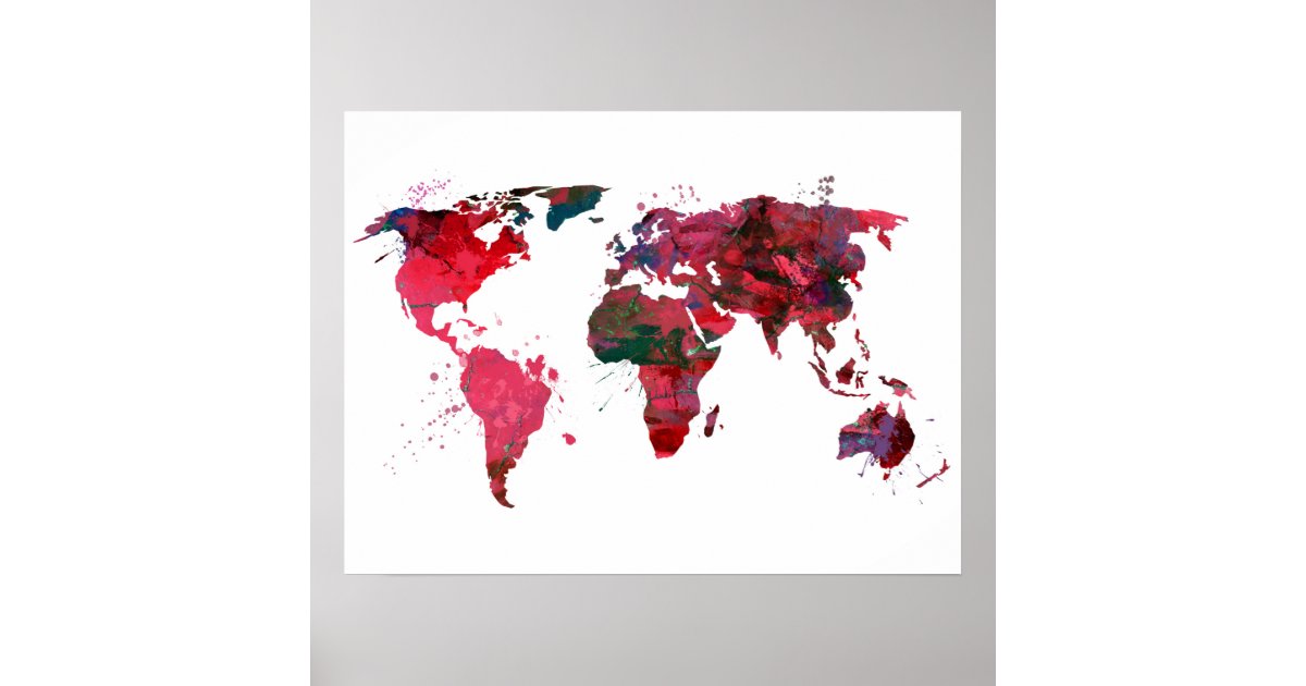 Abstract Art World Map Poster | Zazzle