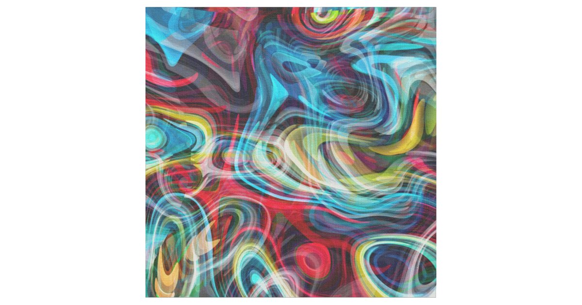 Abstract Artistic Retro Cool Waves Pattern Fabric | Zazzle