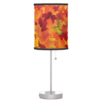 Abstract Autumn Leaves Pattern Table Lamp | Zazzle