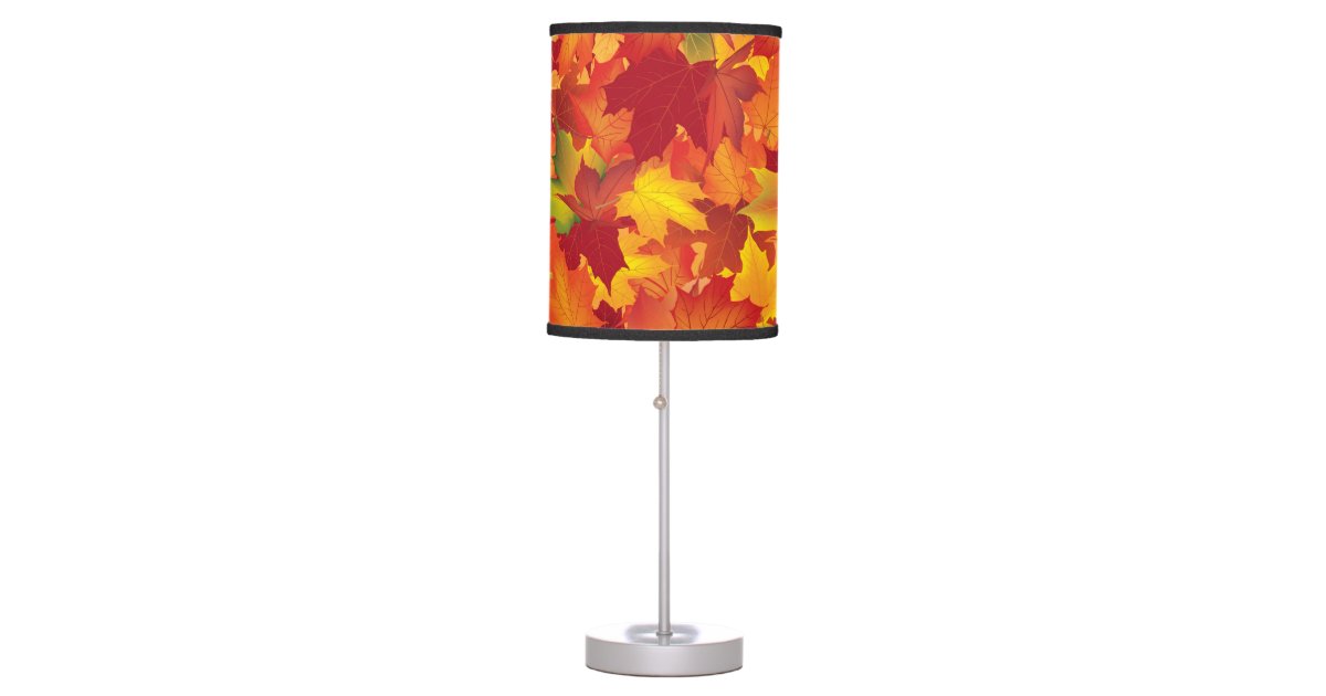 Abstract Autumn Leaves Pattern Table Lamp | Zazzle