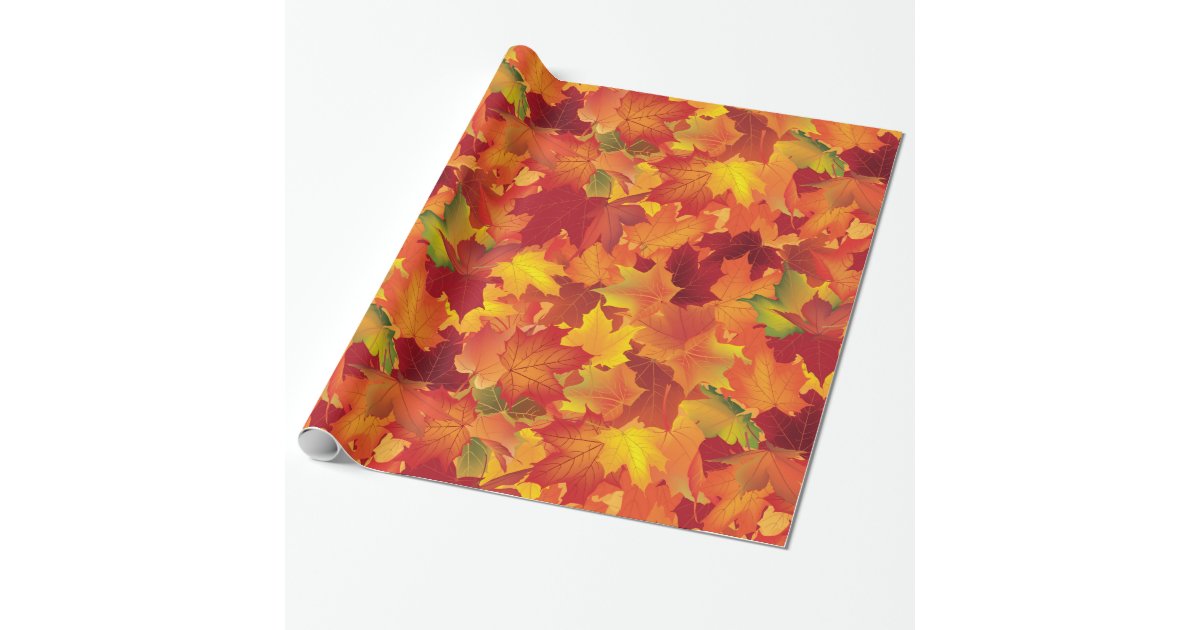 Abstract Autumn Leaves Pattern Wrapping Paper | Zazzle
