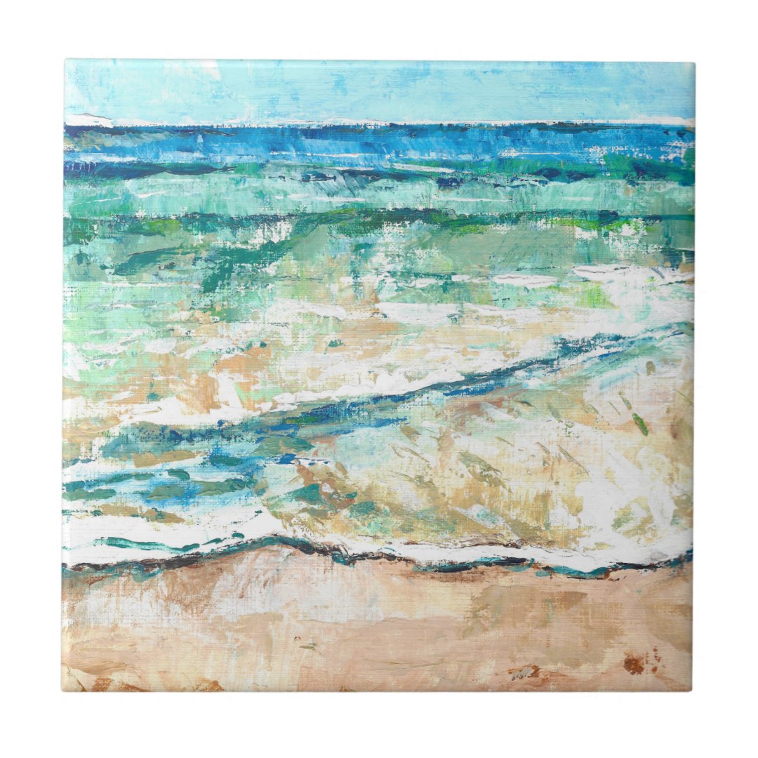 Abstract Beach Coastal Shoreline Artwork Ceramic Tile | Zazzle