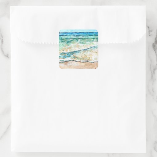 Abstract Beach Coastal Shoreline Artwork Square Sticker | Zazzle