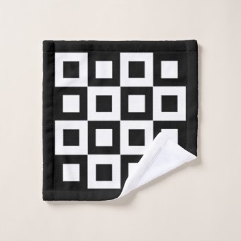 Abstract Black and White Squares Bath Towel Set | Zazzle