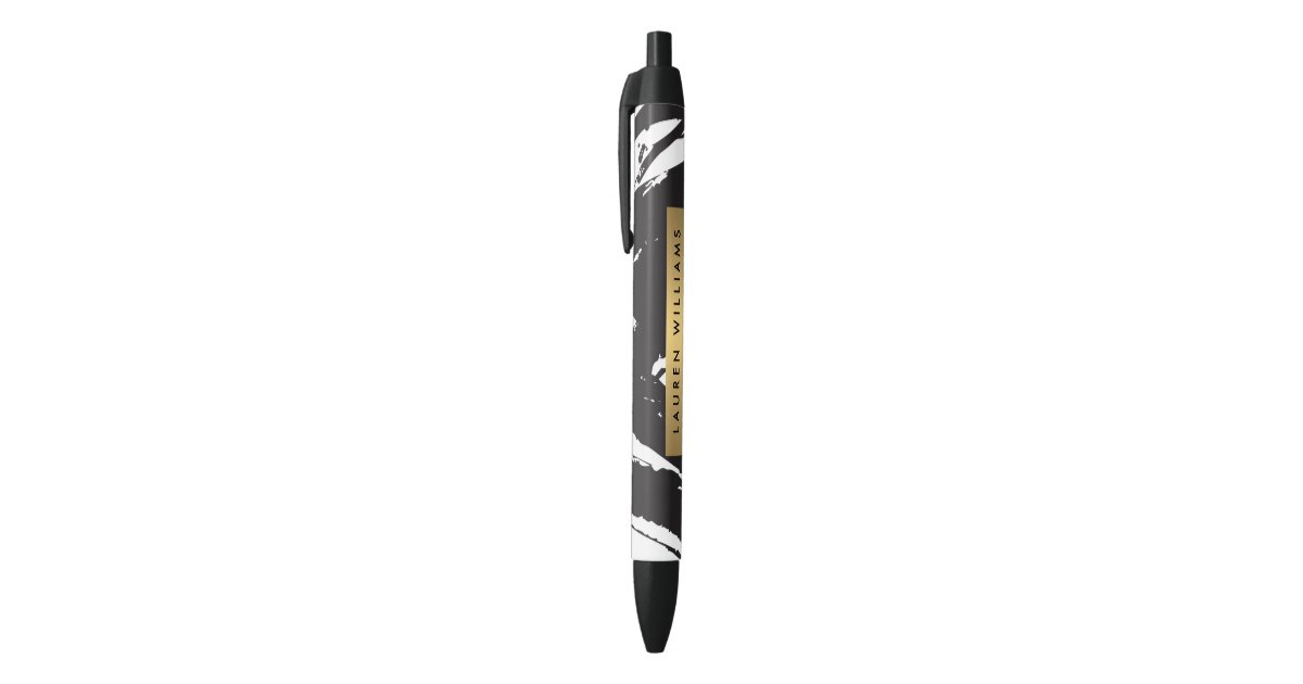 Abstract Black Brushstrokes Personalized Pen | Zazzle