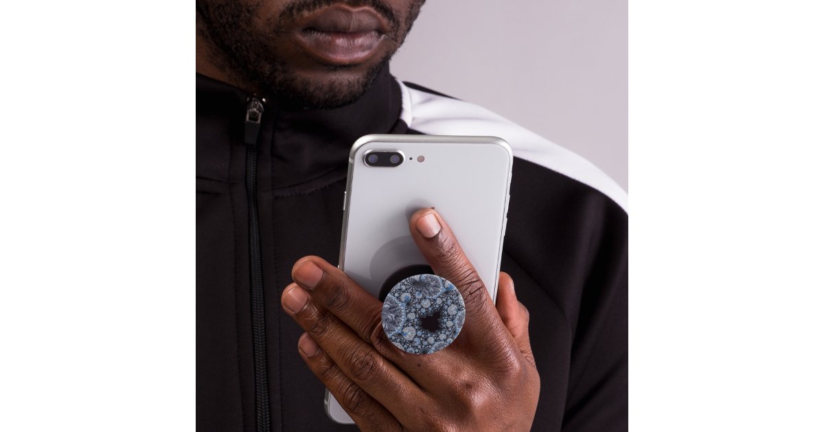 Abstract Blue and Black Intricate Fractal PopSocket | Zazzle