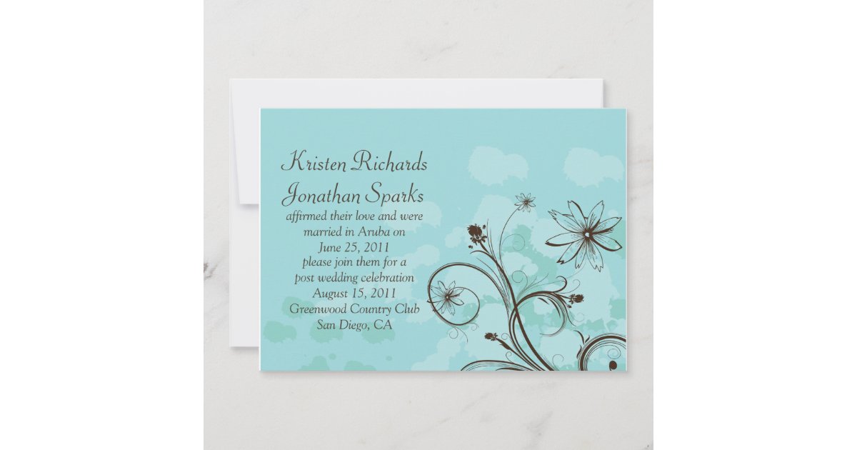 Abstract Blue and Brown Post Wedding Celebration Invitation | Zazzle