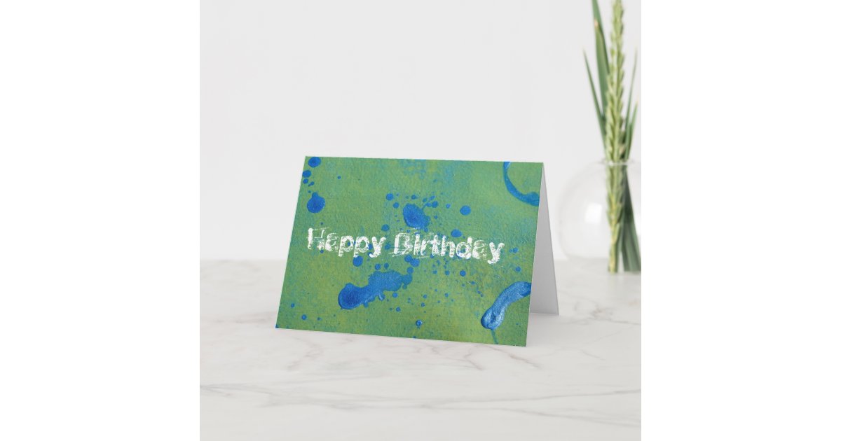 Abstract Blue and Green, Happy Birthday! Card | Zazzle