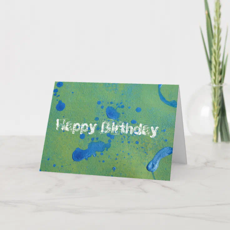 Abstract Blue and Green, Happy Birthday! Card | Zazzle