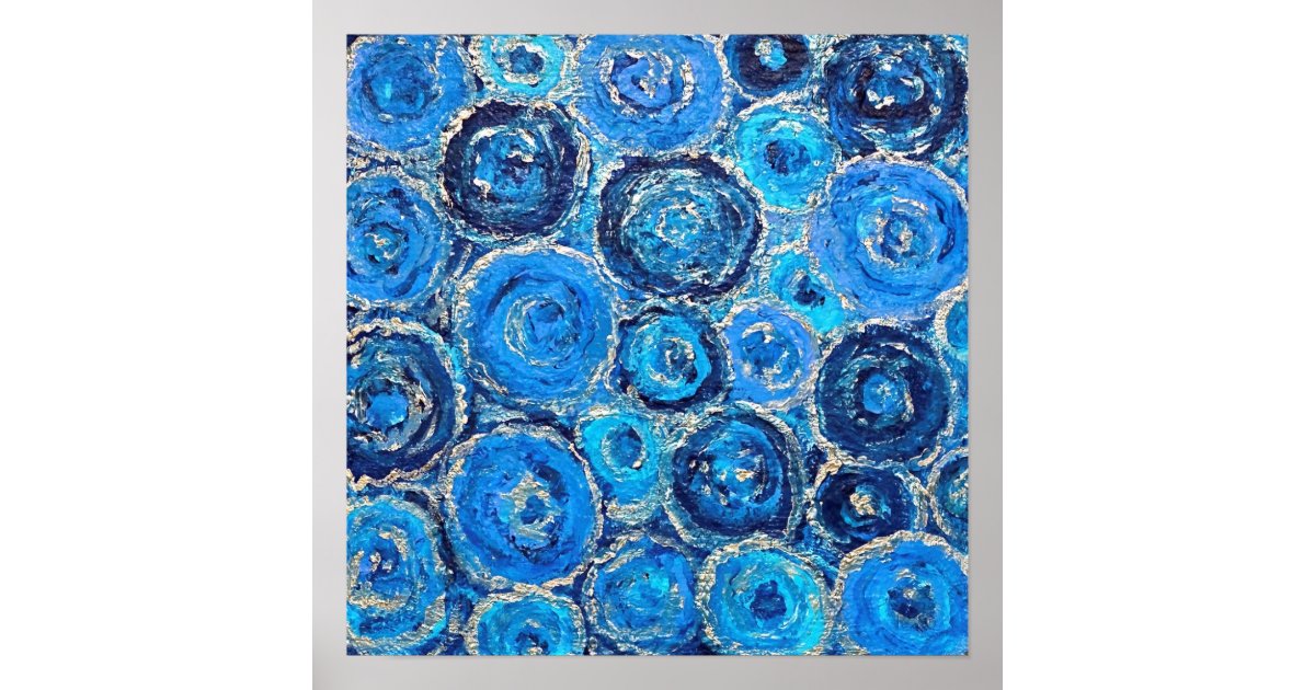 Abstract Blue and Silver Circles Poster | Zazzle