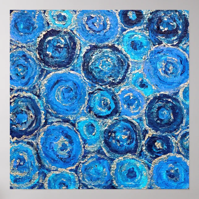 Abstract Blue and Silver Circles Poster | Zazzle