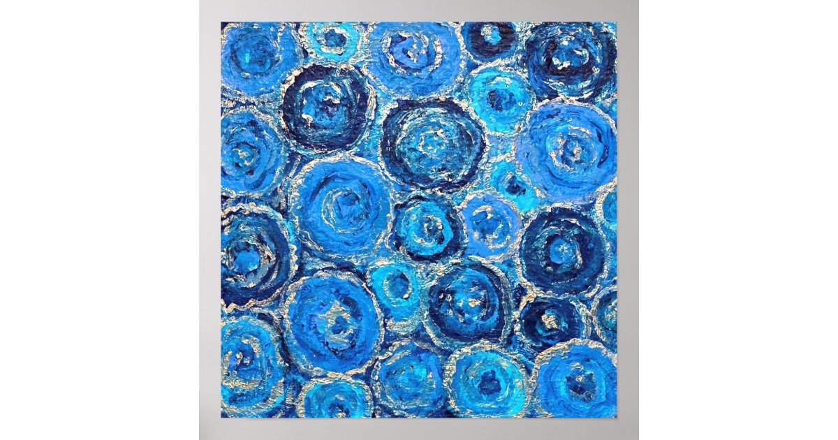 Abstract Blue and Silver Circles Poster | Zazzle.com