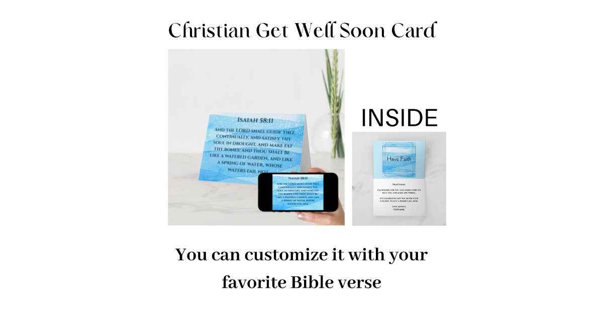 Abstract Blue Christian Get Well Soon Card | Zazzle