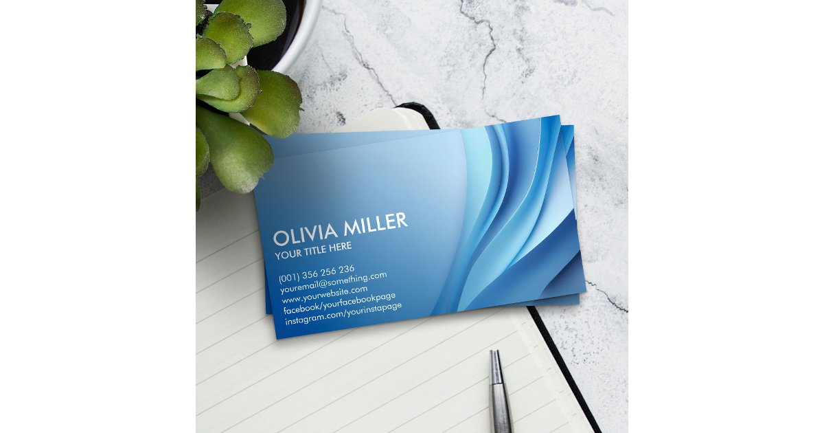 Abstract Blue Curve - Elegant Minimal Business Card | Zazzle