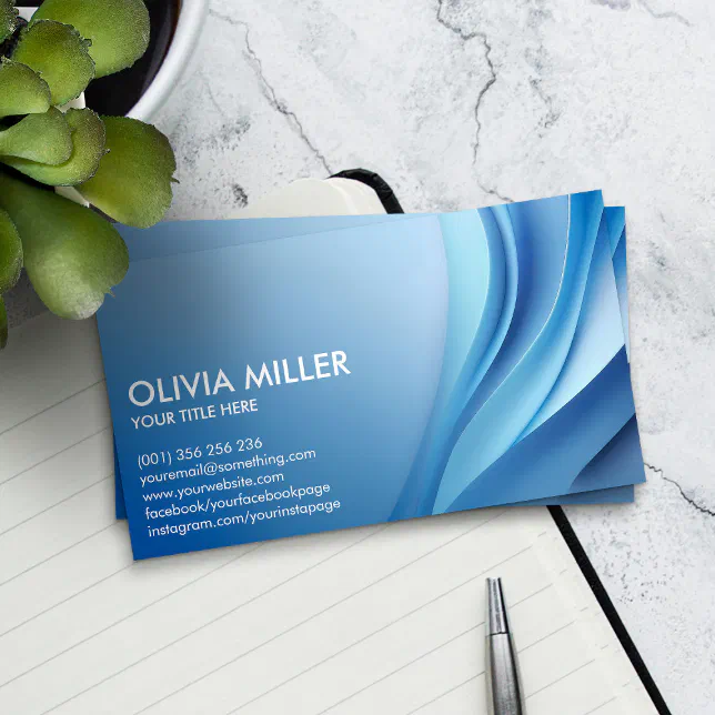 Abstract Blue Curve - Elegant Minimal Business Card | Zazzle
