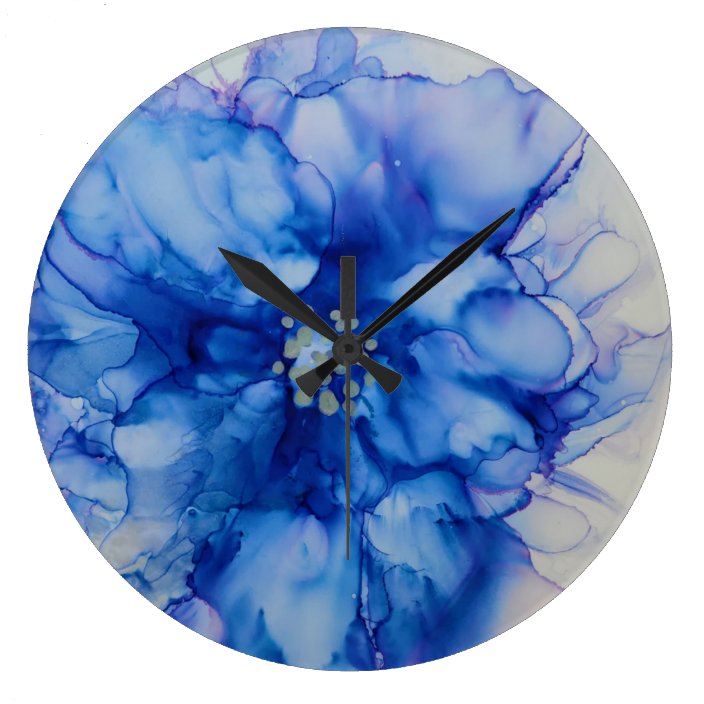 Abstract Blue Flower Clock | Zazzle.com