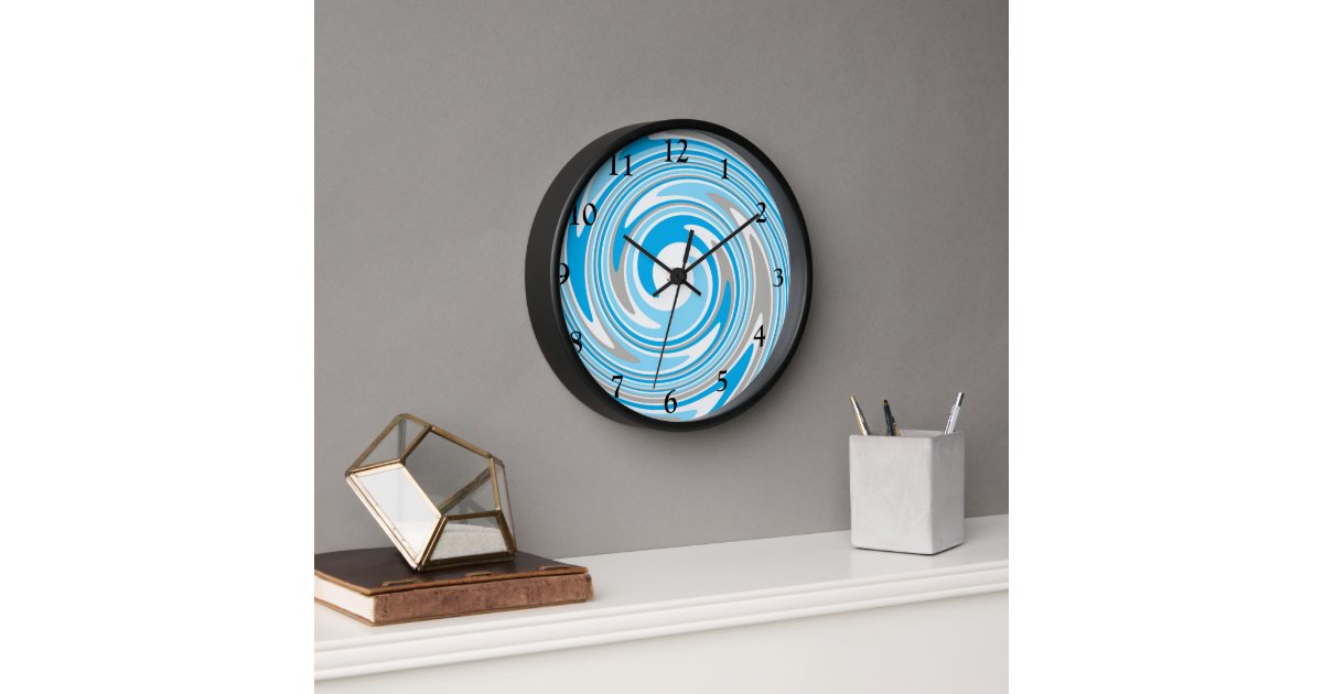 Abstract Blue & Gray Spiral Wall Clock | Zazzle