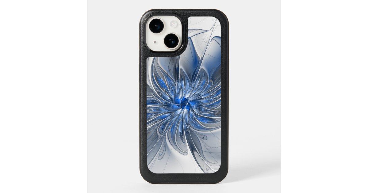 Abstract Blue Gray Watercolor Fractal Art Flower Otterbox iPhone Case ...