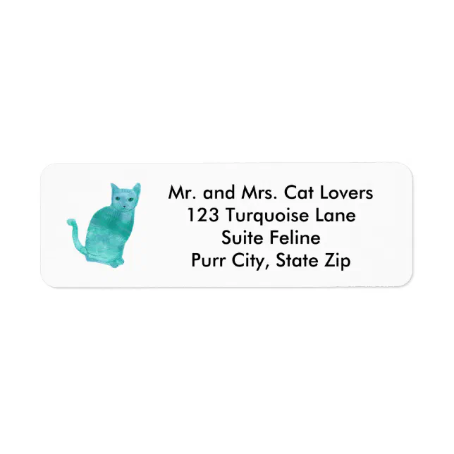 Abstract Blue Green Turquoise Cat Address Labels | Zazzle