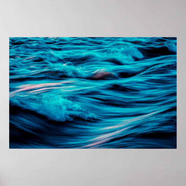 Abstract Blue Ocean Waves | Poster | Zazzle
