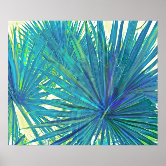 abstract blue palms poster | Zazzle.com