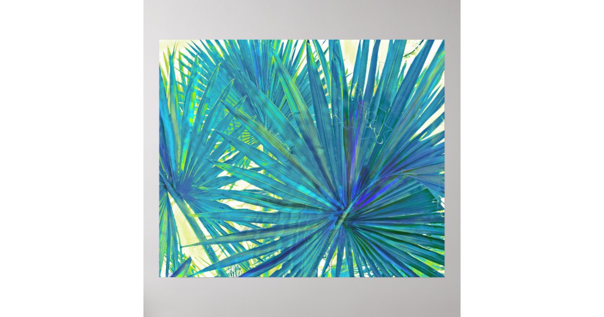 abstract blue palms poster | Zazzle