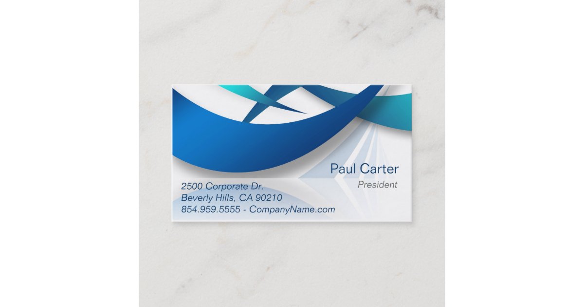 Abstract Blue Swoosh Textured Business Card | Zazzle