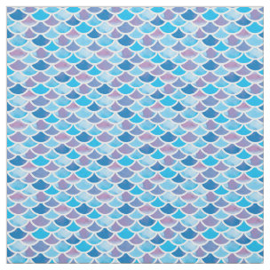 Fun Mermaid and Fish Pattern on White Fabric | Zazzle