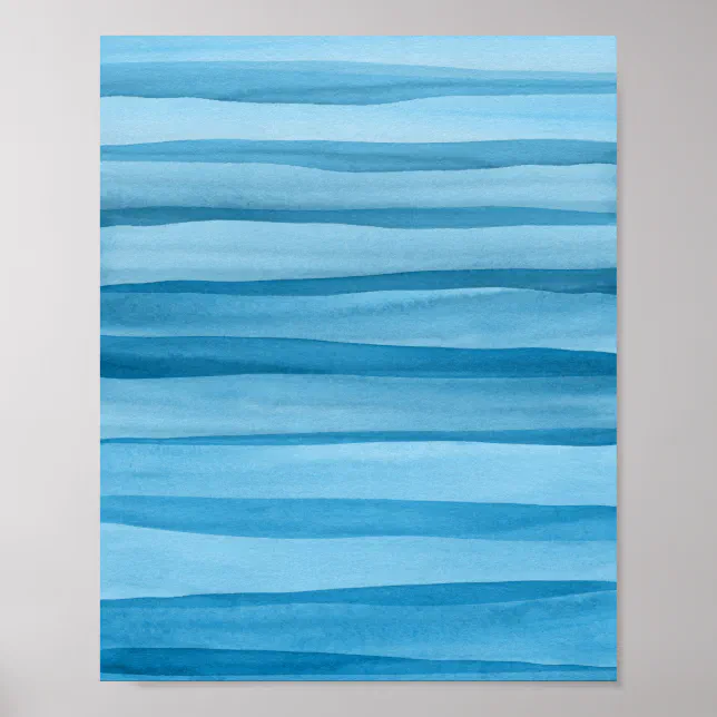 Abstract Blue Watercolor Lines Poster | Zazzle