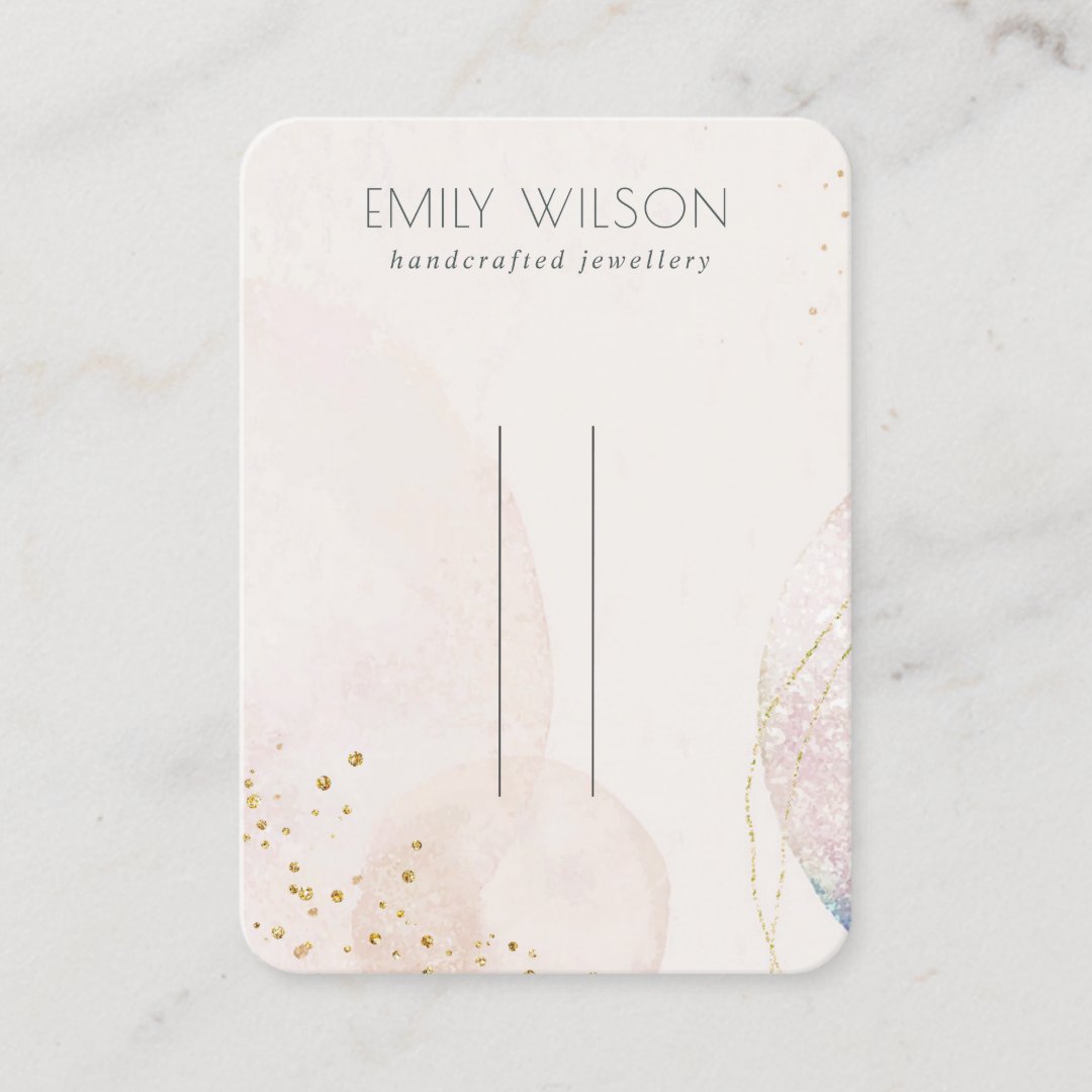 Abstract Blush Gold Watercolor Hairpin Display Business Card | Zazzle