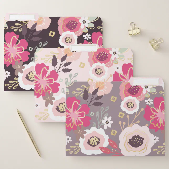 Abstract Bold Boho Bohemian Chic Floral Patterns File Folder | Zazzle