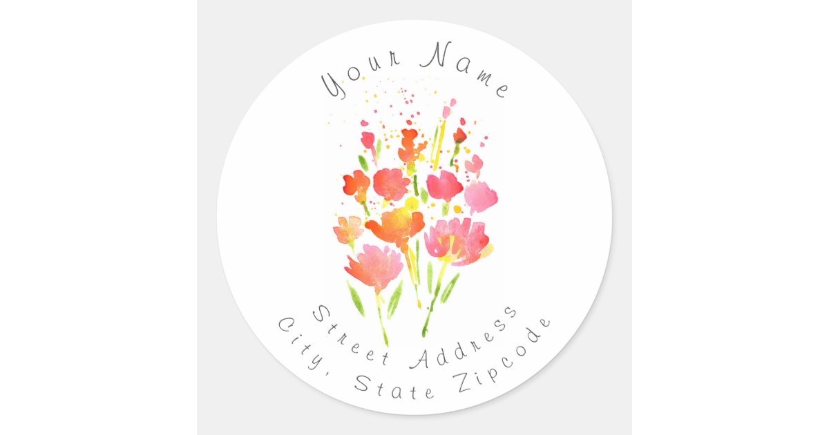 'Abstract Bouquet of Mixed Flowers' Label | Zazzle