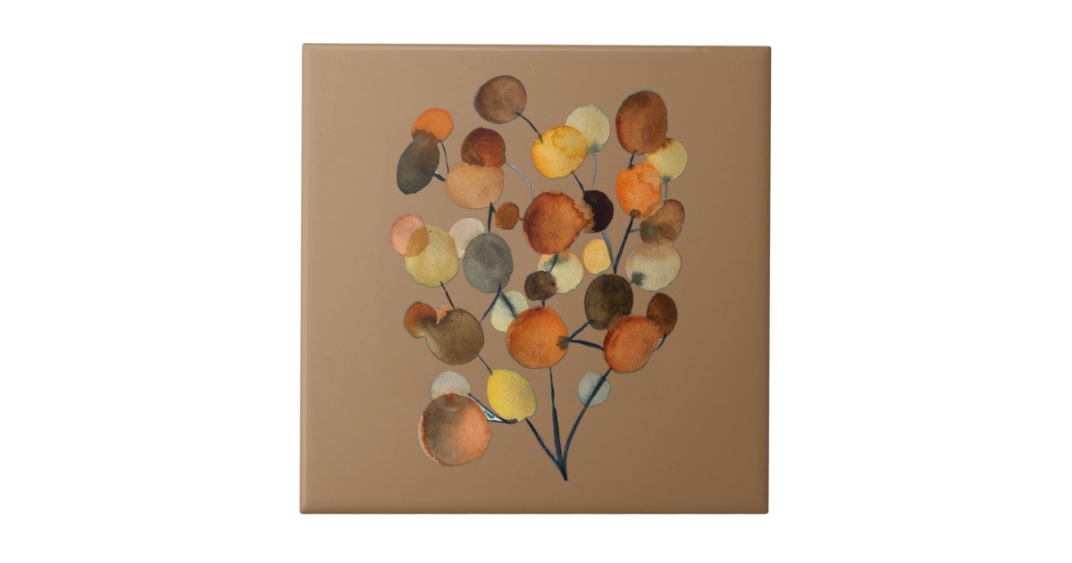 Abstract brown Autumn Earth Tree art Ceramic Tile | Zazzle