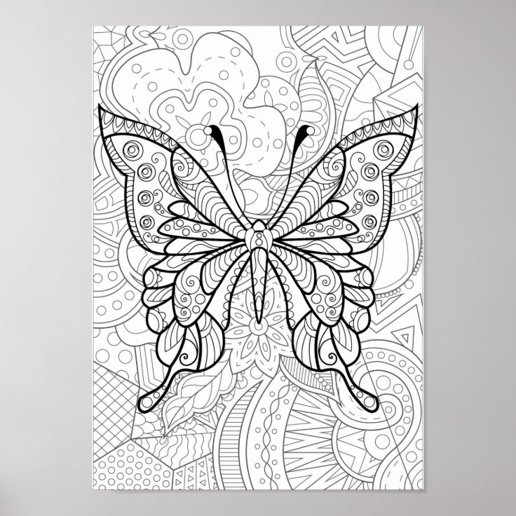 Abstract butterfly coloring Poster | Zazzle