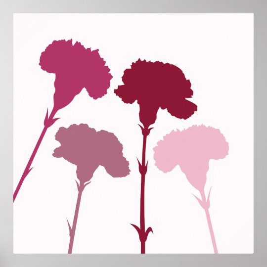 Abstract Carnation Silhouettes – Reds & Pinks Poster | Zazzle.com