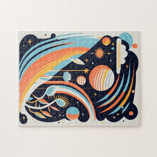 Abstract cartoon space planet. Modern cosmos Jigsaw Puzzle | Zazzle