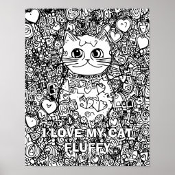 Abstract Cat Adult Coloring Poster | Zazzle