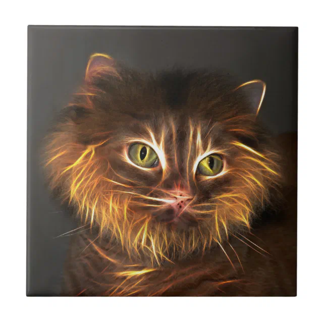 Abstract cat face ceramic tile | Zazzle