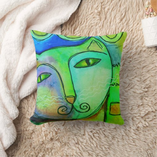 Abstract Cat Face Throw Pillow | Zazzle