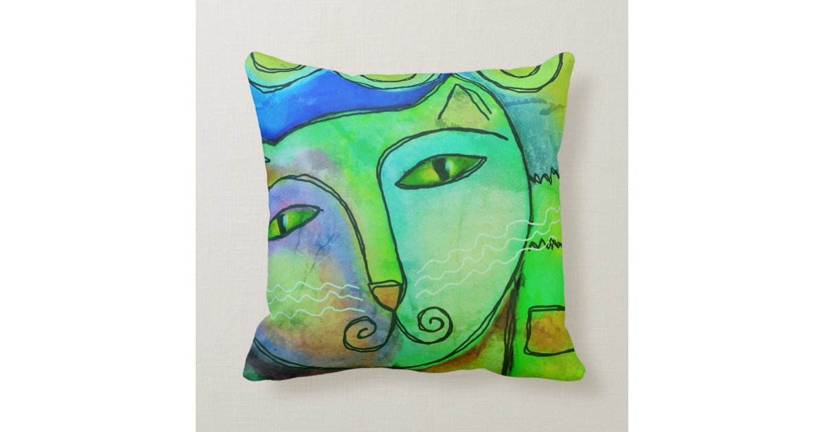 Abstract Cat Face Throw Pillow | Zazzle.com