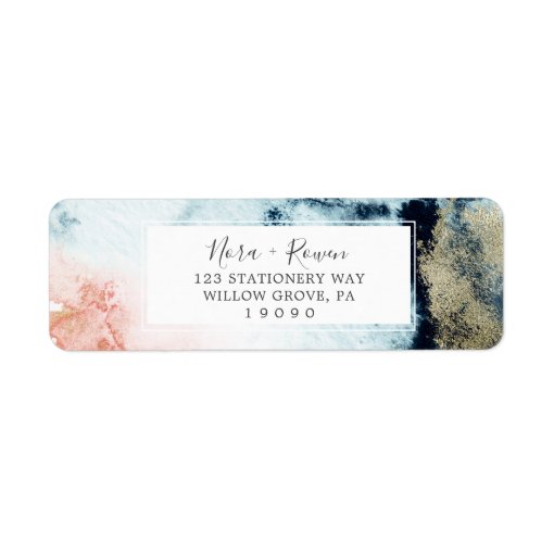 Abstract Celestial Watercolor Return Address Label | Zazzle