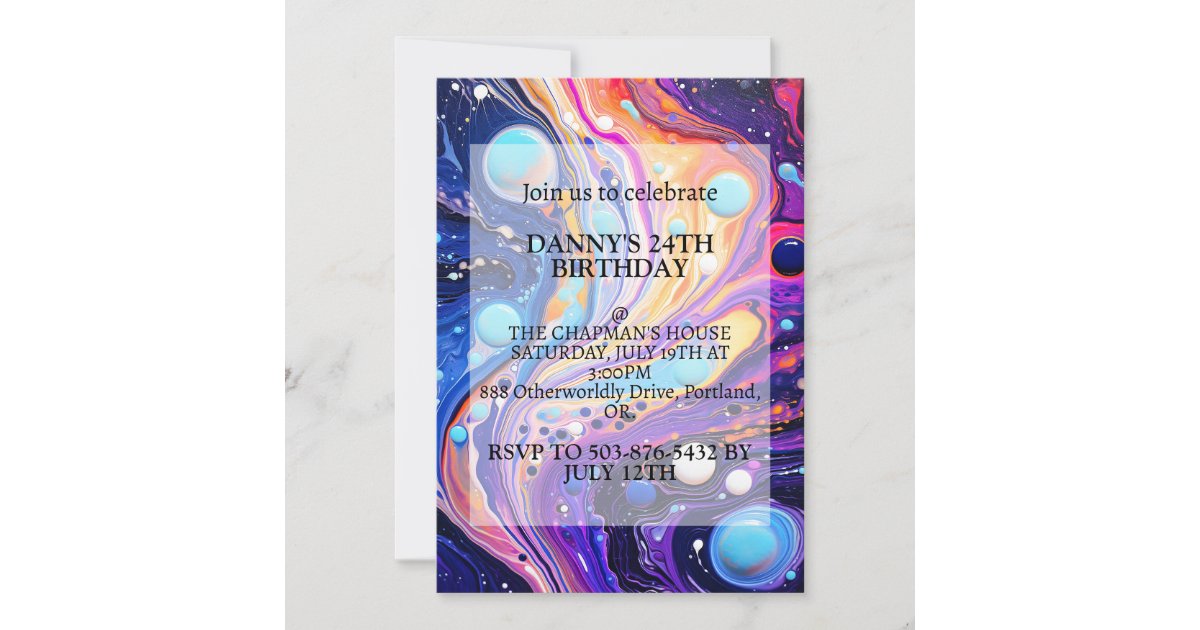Abstract Chaotic Illustration Birthday Party Invitation | Zazzle