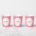 Abstract Checker Pink Orange Custom 21st Birthday Paper Cups | Zazzle