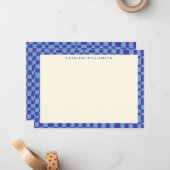 Abstract Checkerboard Blue Personalized Stationery Note Card | Zazzle