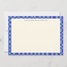 Abstract Checkerboard Blue Personalized Stationery Note Card | Zazzle