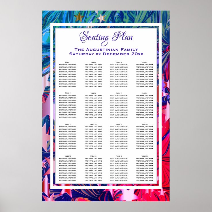 ABSTRACT Christmas Stars 160-seater Poster | Zazzle