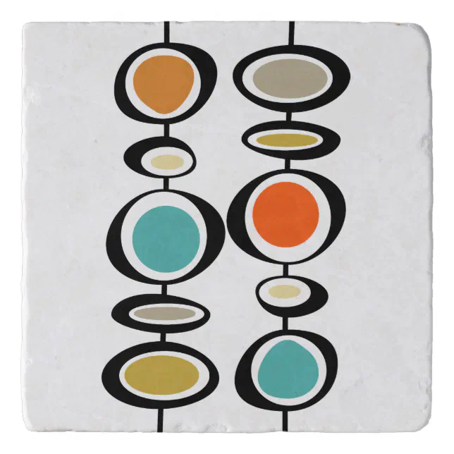Abstract Circles Retro Mid Century Modern Colorful Trivet | Zazzle