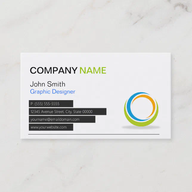 Abstract Circular Logo Modern Stylish Customizable Business Card | Zazzle